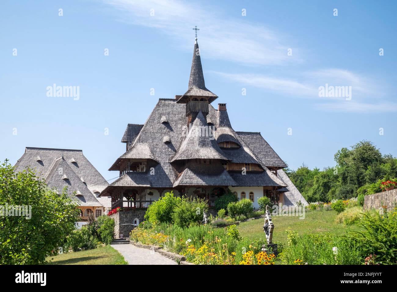 Romania. Maramures. Barsana. Wooden churches at Barsana Monastery Stock Photo - Alamy