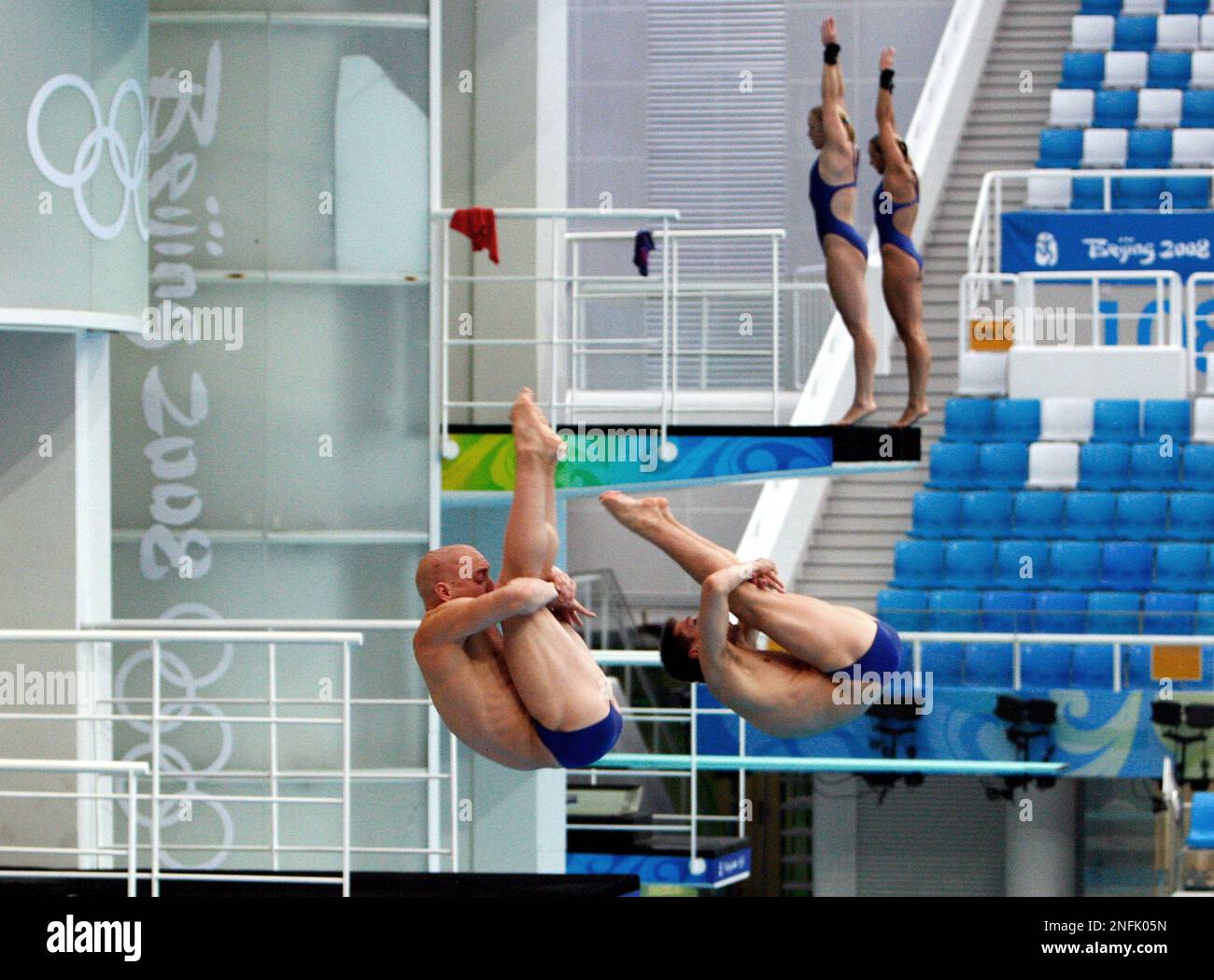 British divers Benjamin Swain, foreground left, and Nicholas Robinson ...