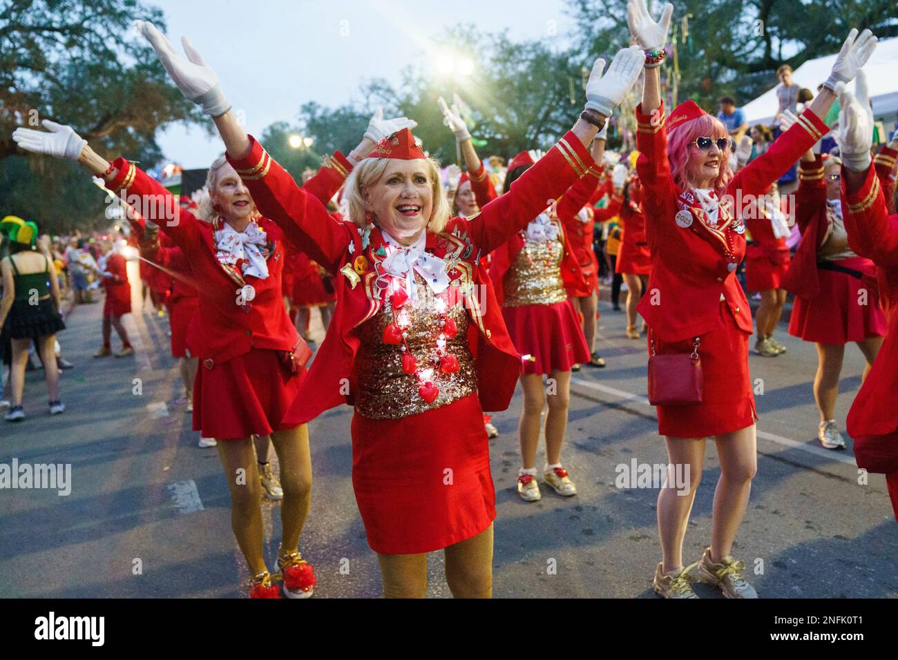 Parade goers and floats are seen at the Knights Of Babylon Parade ...