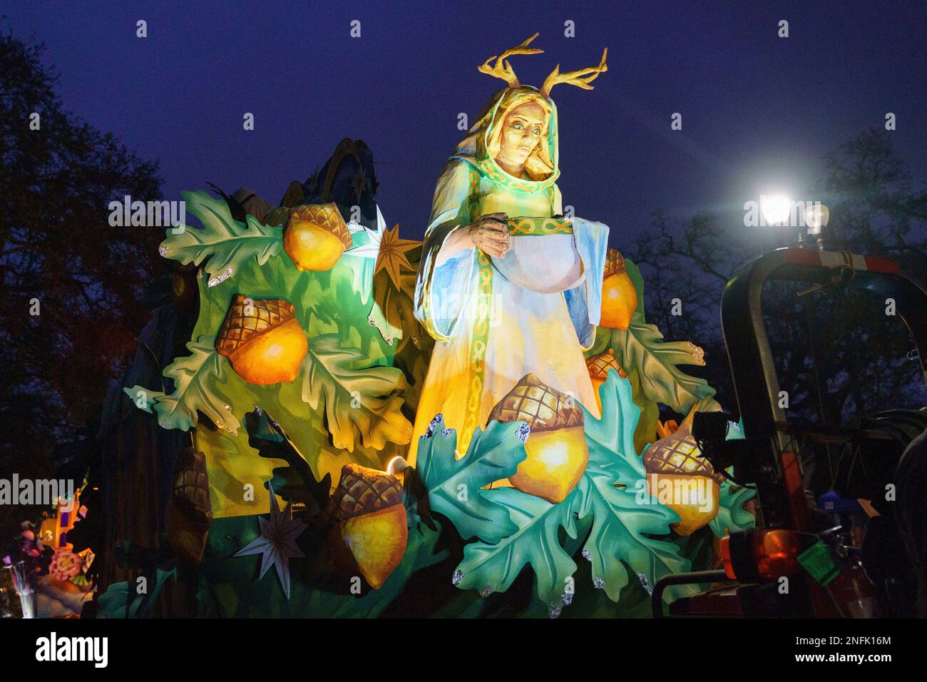 Parade goers and floats are seen at the Knights Of Babylon Parade ...