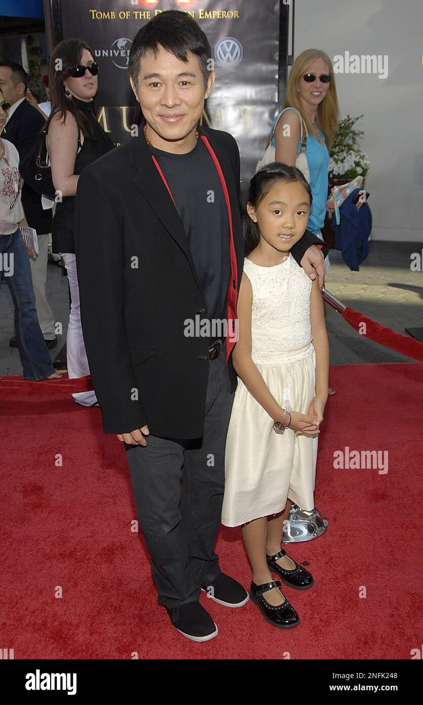 Actor Jet Li and his daughter Jane Li pose on the press line at the ...