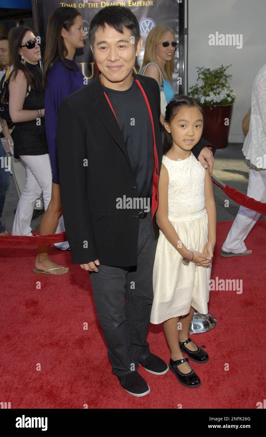 Actor Jet Li and his daughter Jane Li pose on the press line at the ...