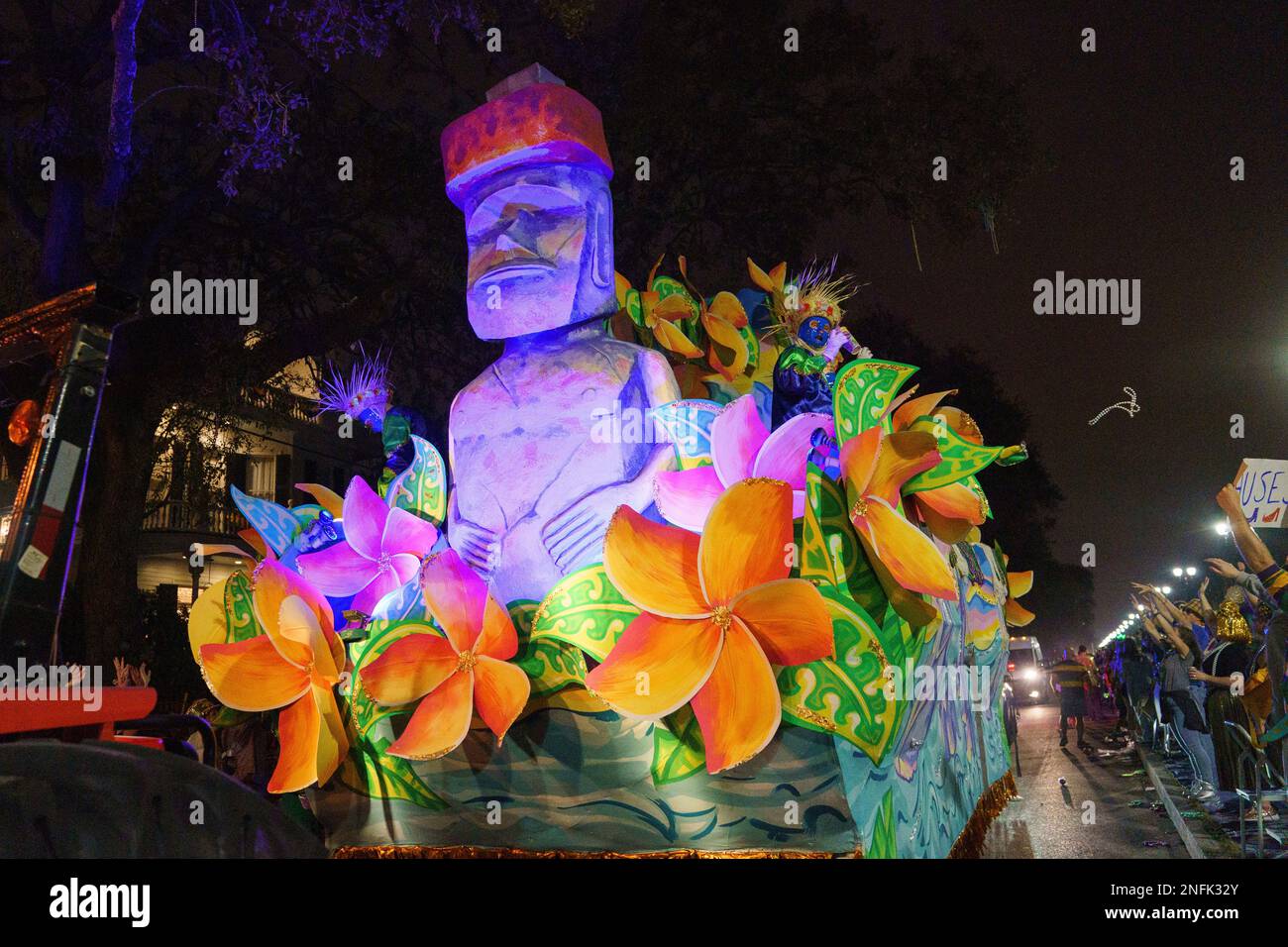 Parade goers and floats are seen at the Knights Of Babylon Parade ...