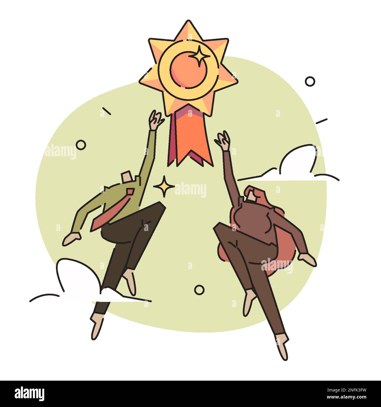 A flat vector illustration of two individuals standing side by side ...