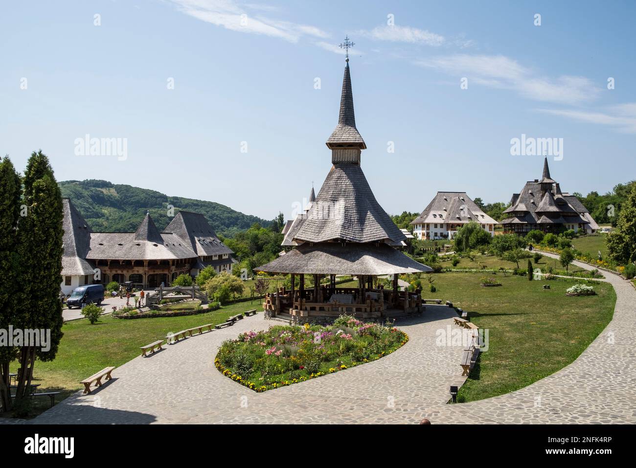 Romania. Maramures. Barsana. Wooden churches at Barsana Monastery Stock Photo - Alamy