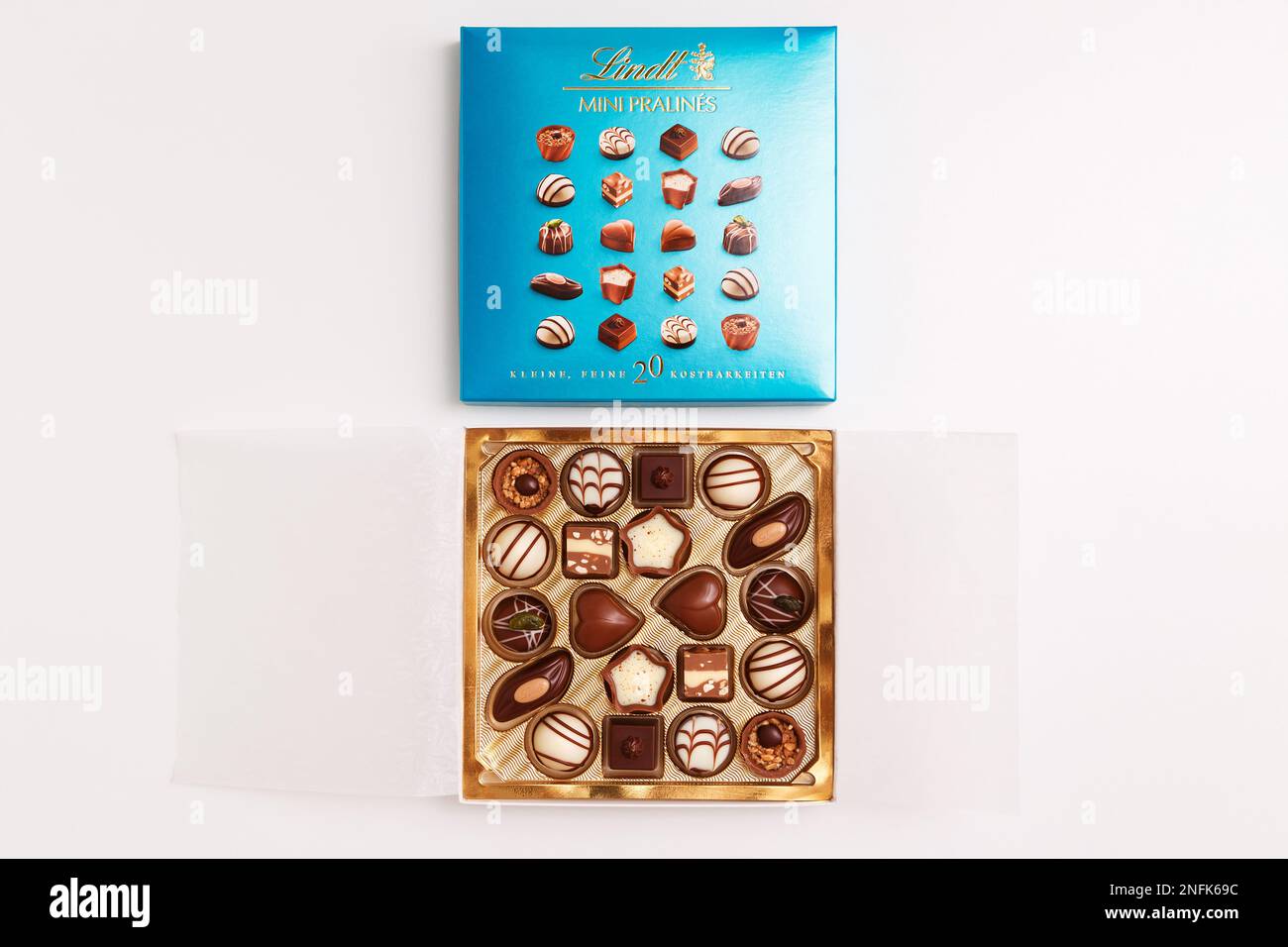 Zurich, Switzerland - January, 7 2023: Lindt Mini Pralines Box. Close ...