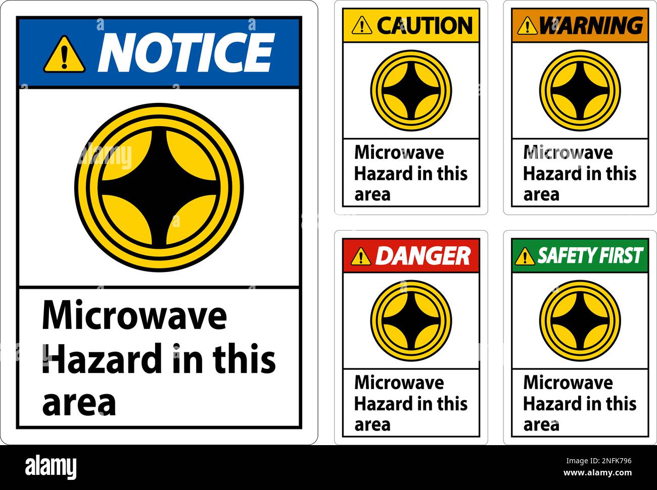Notice Sign Microwave Hazard In This Area with Symbol Stock Vector ...