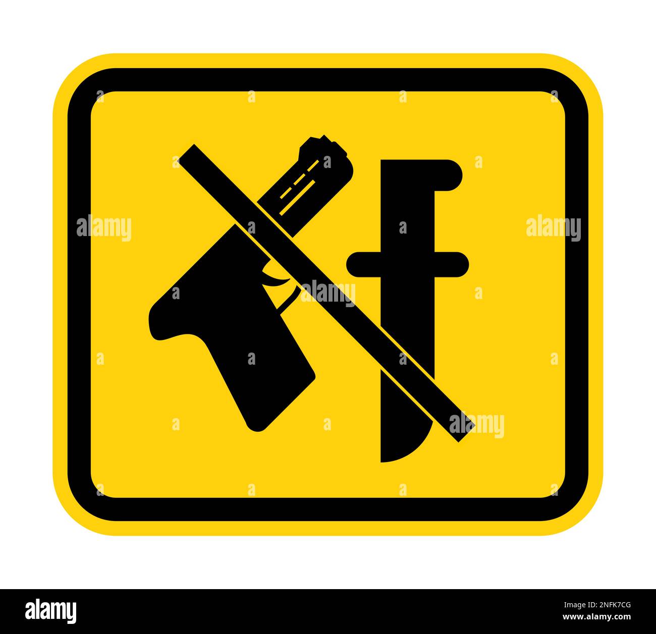 Weapon prohibited icon. Forbidding, No weapons, with gun and knife ...