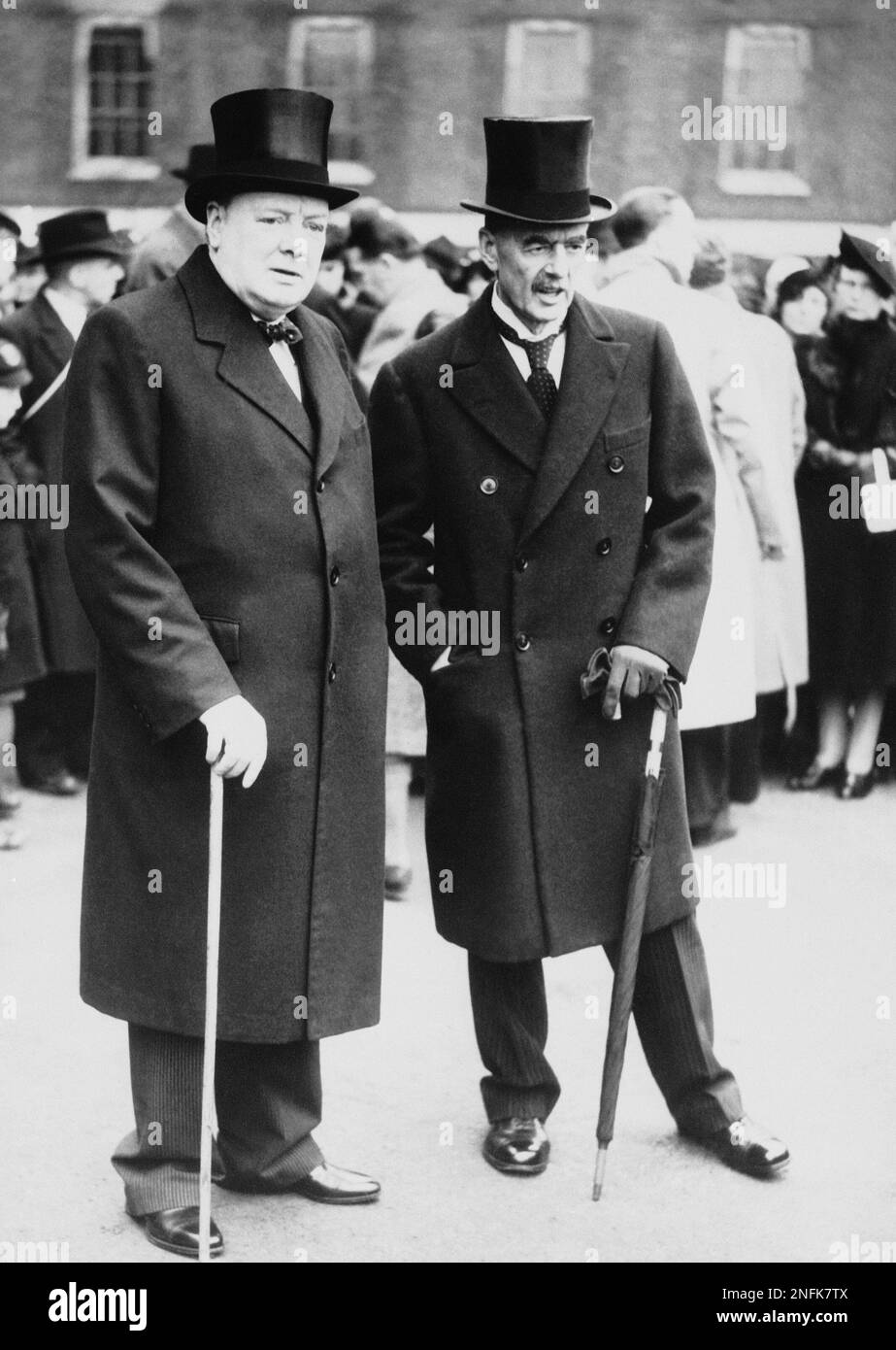 British Prime Minister Neville Chamberlain, right, shown with Winston ...