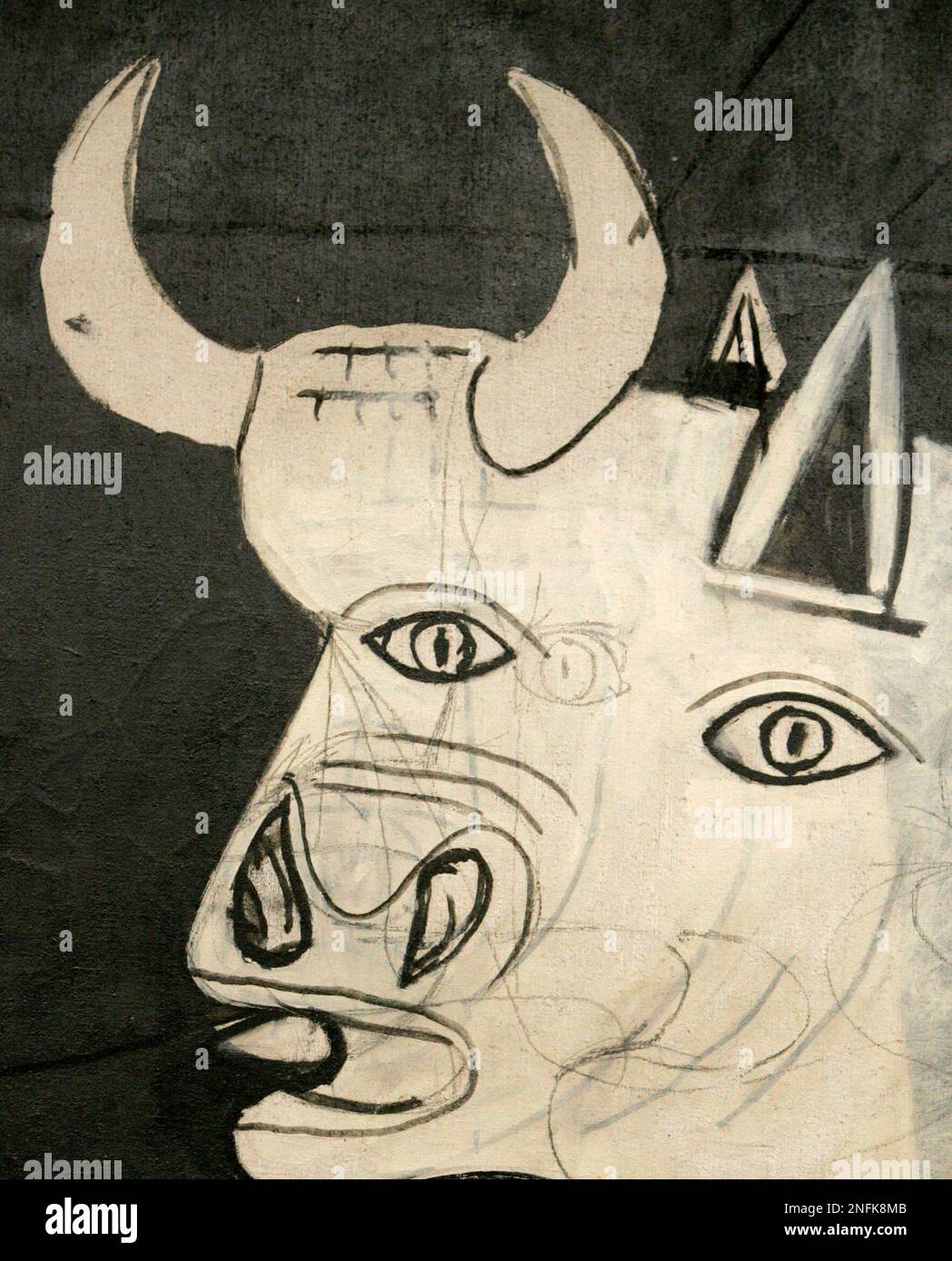 A close-up view of part of Pablo Picasso's Guernica, depicting the Nazi ...