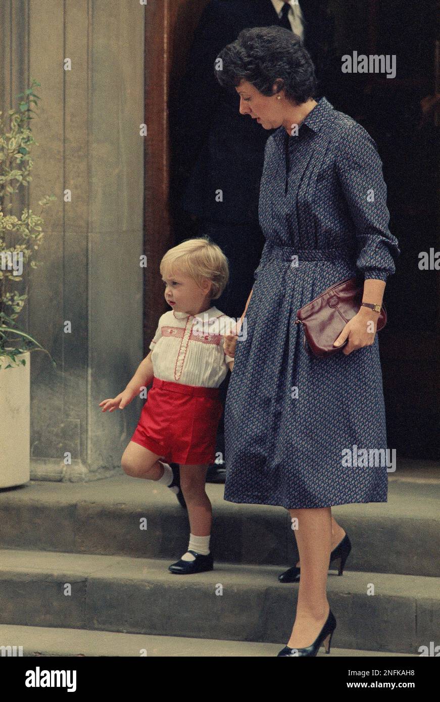 Britain's Prince William is led by Royal nanny Barbara Barnes from St ...