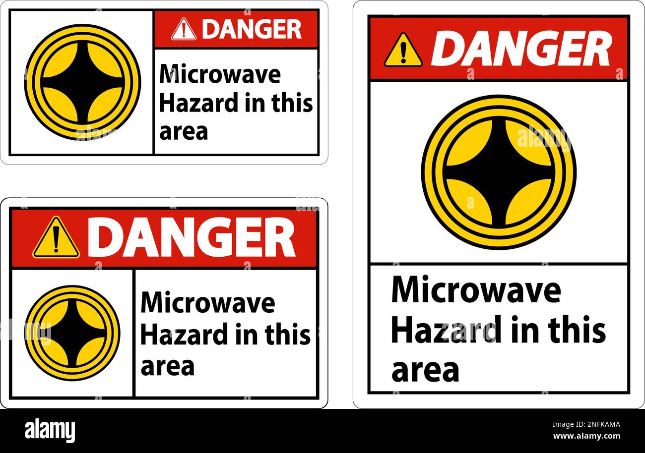 Danger Sign Microwave Hazard In This Area with Symbol Stock Vector ...