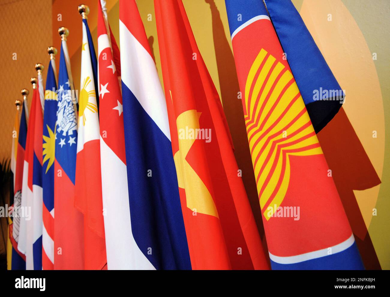 The Association of the Southeast Asian Nations (ASEAN) flag, right ...