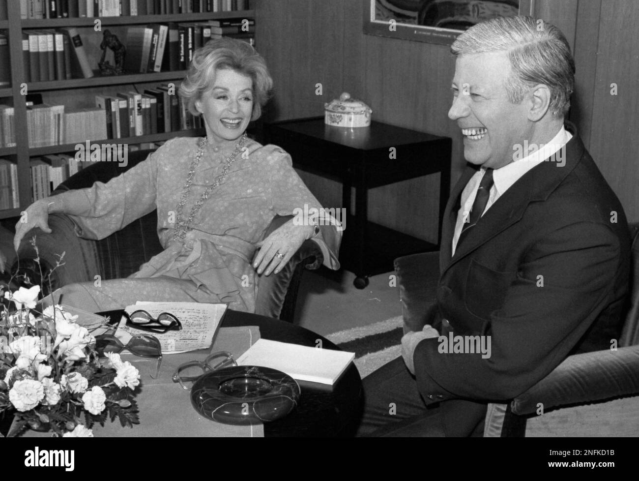German actress and writer Lilli Palmer (Lilli Maria Peiser), left, shares a joke with West ...