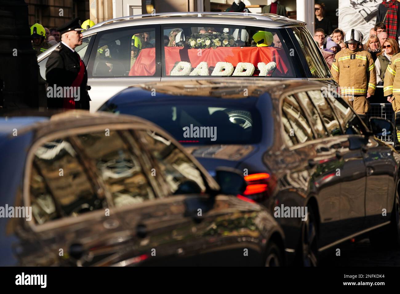 The coffin of Barry Martin in a hearse outside St Giles' Cathedral in ...