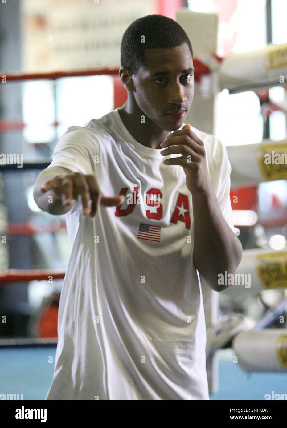 U.S. Olympic boxing team member Demetrius Andrade poses for ...