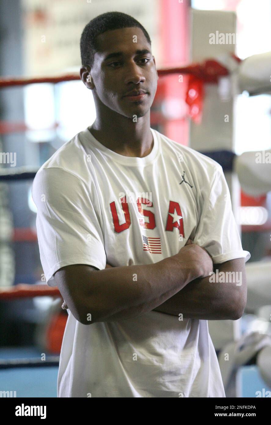 U.S. Olympic boxing team member Demetrius Andrade poses for ...