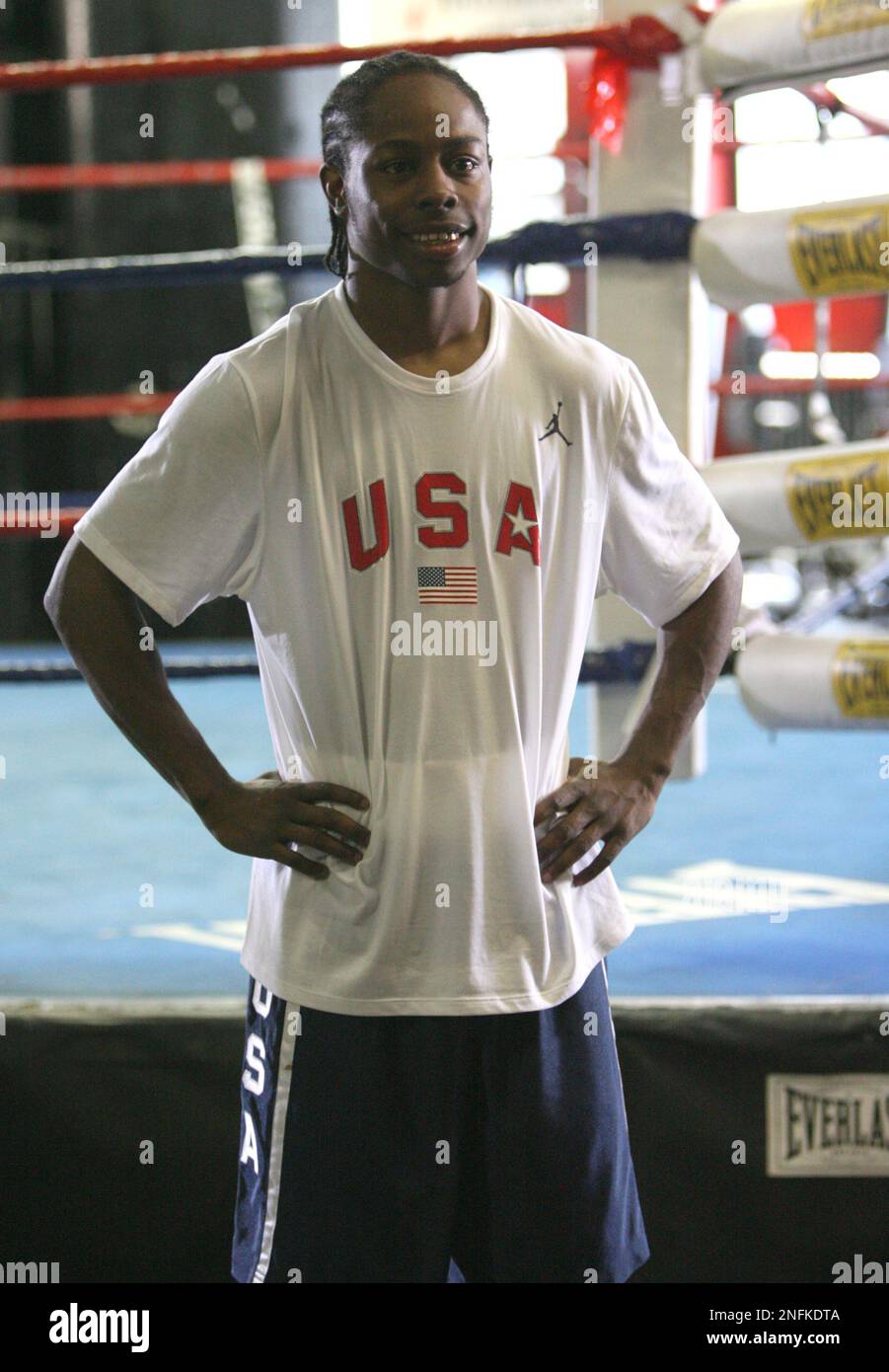 U.S. Olympic boxing team member Rau'shee Warren poses for photographers ...