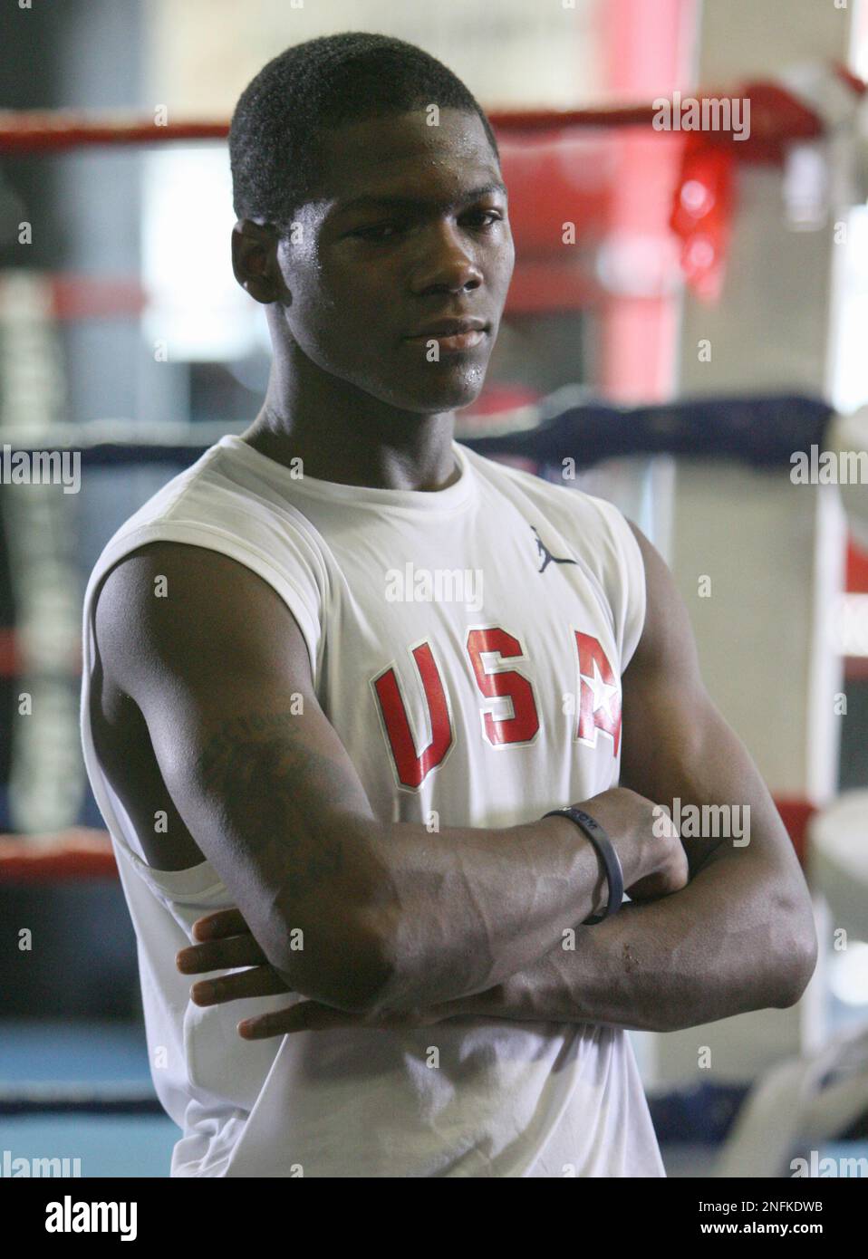 U.S. Olympic boxing team member Raynell Williams poses for ...
