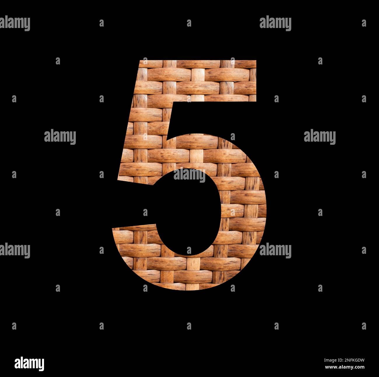 Number 5 - Symmetrically intertwined natural rattan background Stock ...
