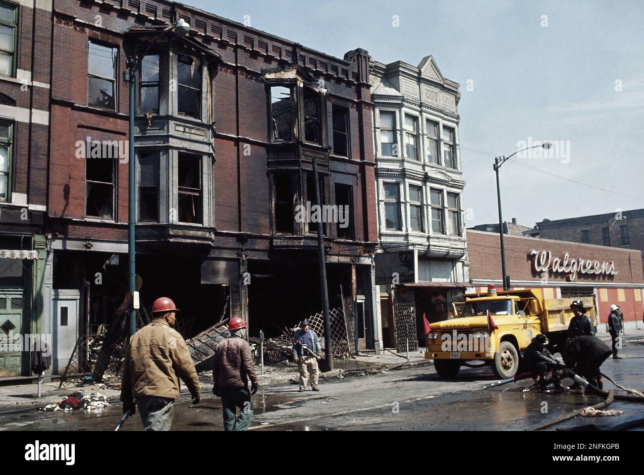 The ruins of a building are seen after Chicago erupted in riots and ...