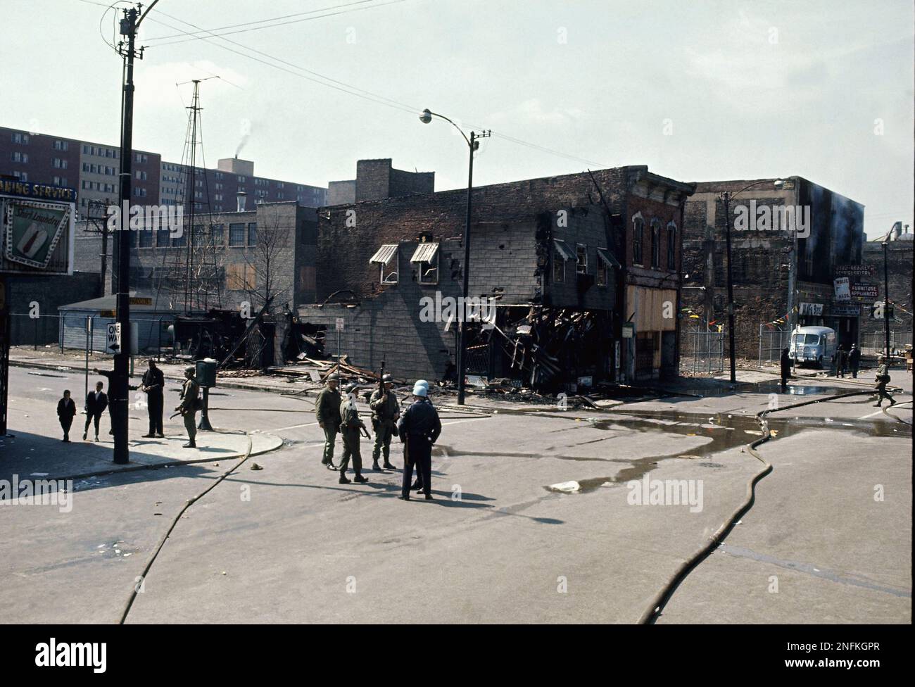 The ruins of a building are seen after Chicago erupted in riots and ...