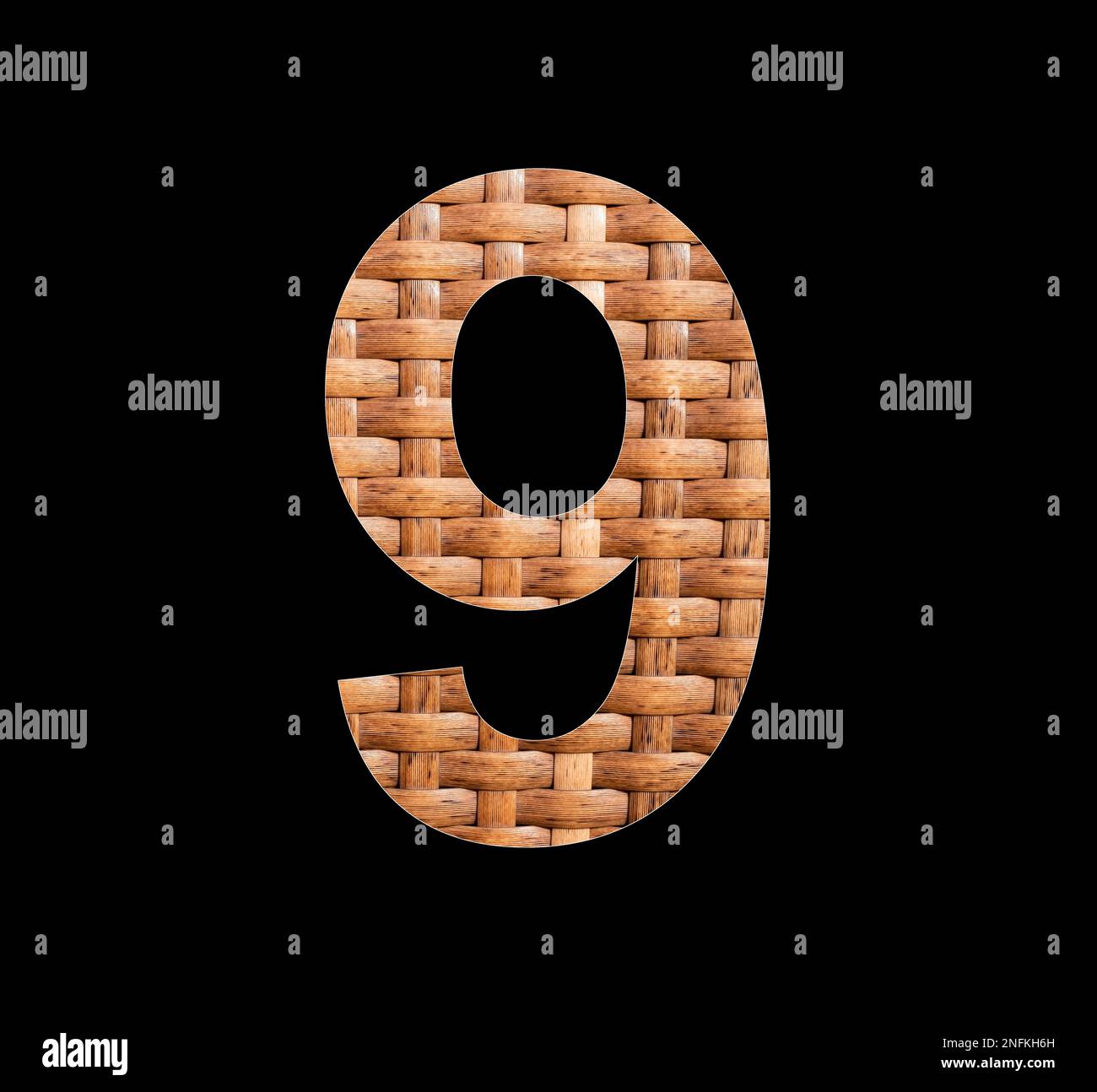 Number 9 - Symmetrically intertwined natural rattan background Stock ...