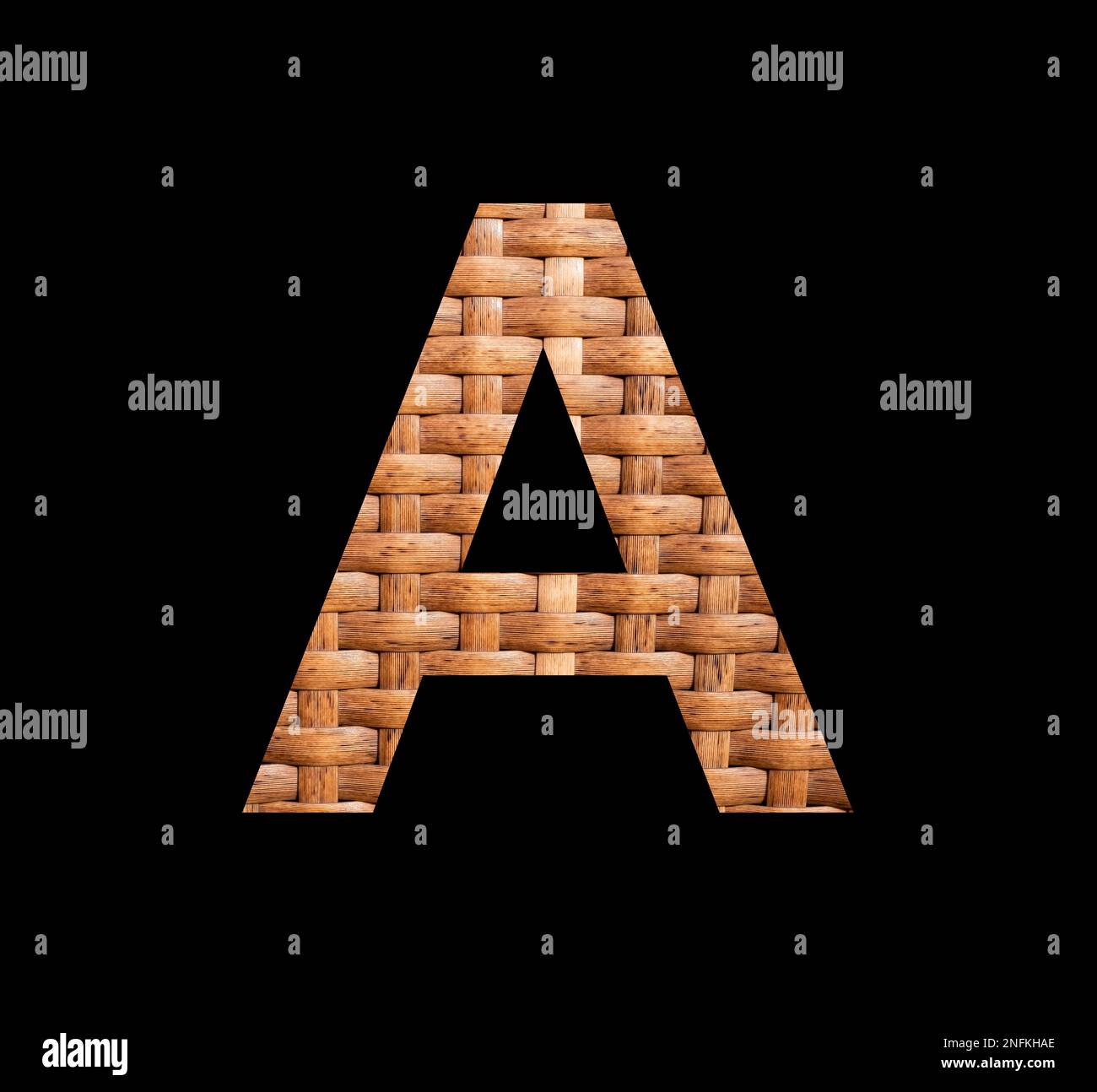 Uppercase letter A - Symmetrically intertwined natural rattan ...