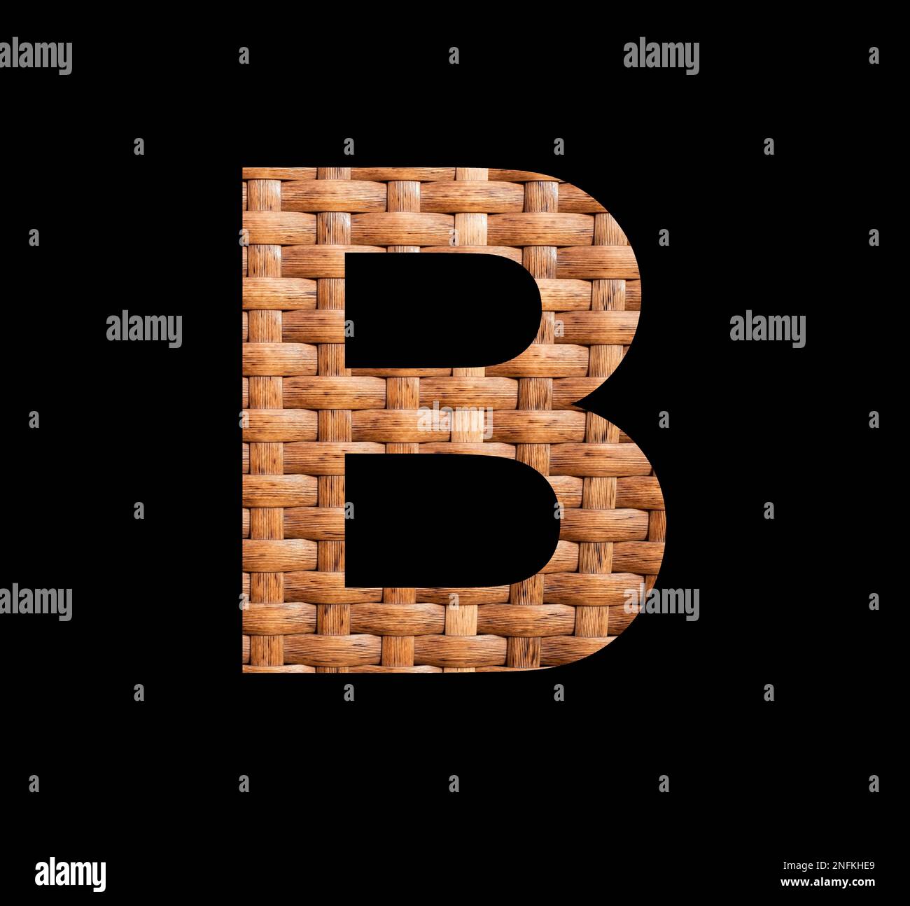 Alphabet letter B - Symmetrically intertwined natural rattan background ...