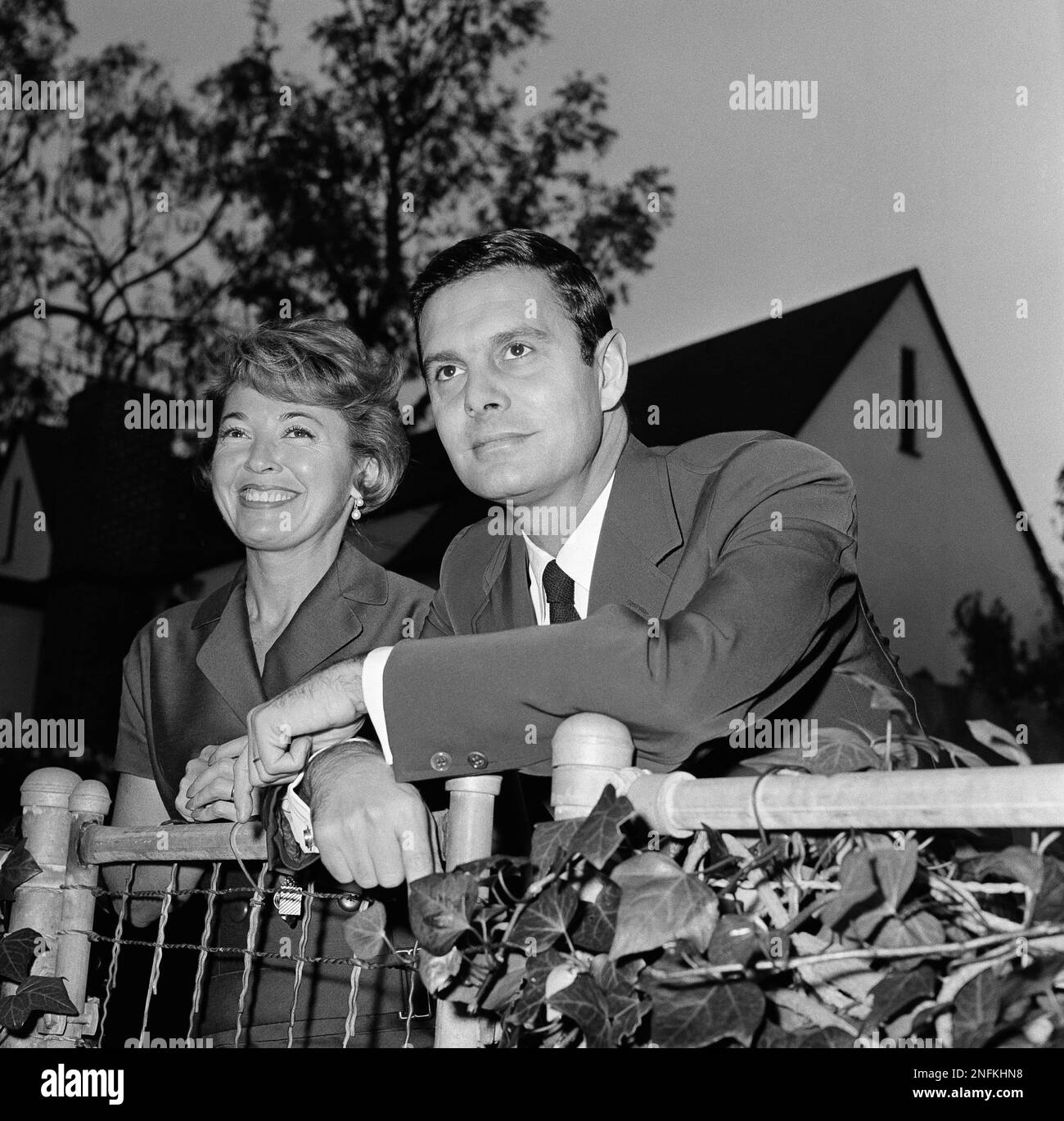 French Actor Louis Jourdan and his wife, Berthe Fredrique. relax ...