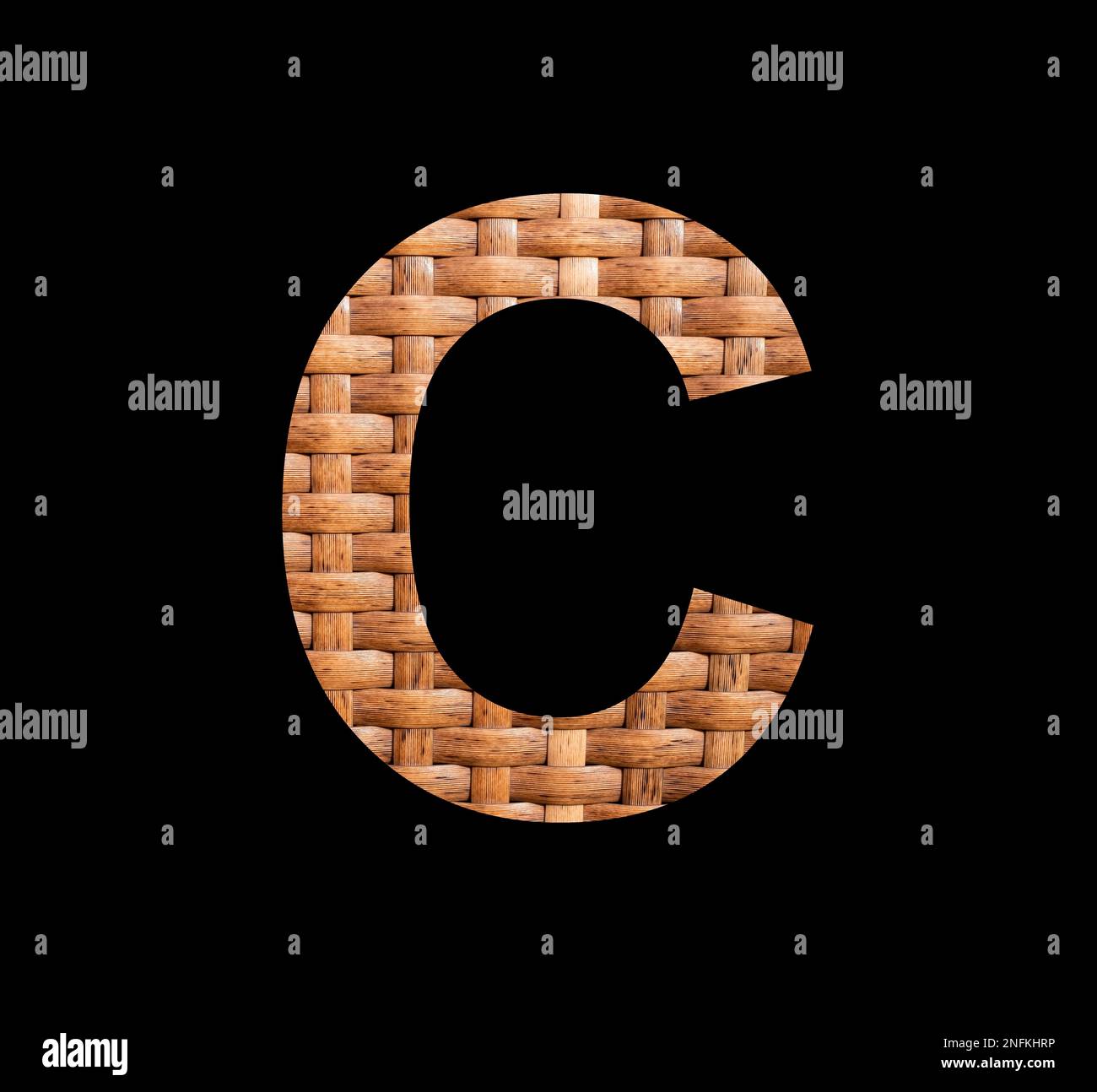 Uppercase letter C - Symmetrically intertwined natural rattan ...