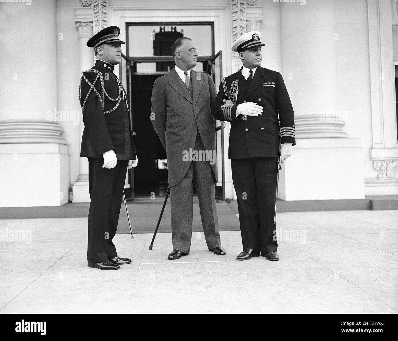 President Roosevelt with his millitary and naval aides, Colonel James E ...