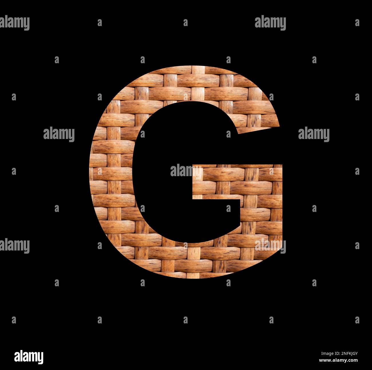 Uppercase letter G - Symmetrically intertwined natural rattan ...