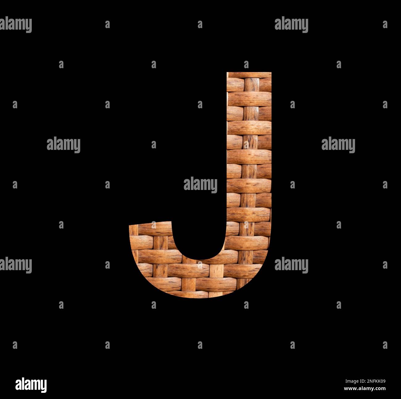 Alphabet letter J - Symmetrically intertwined natural rattan background ...
