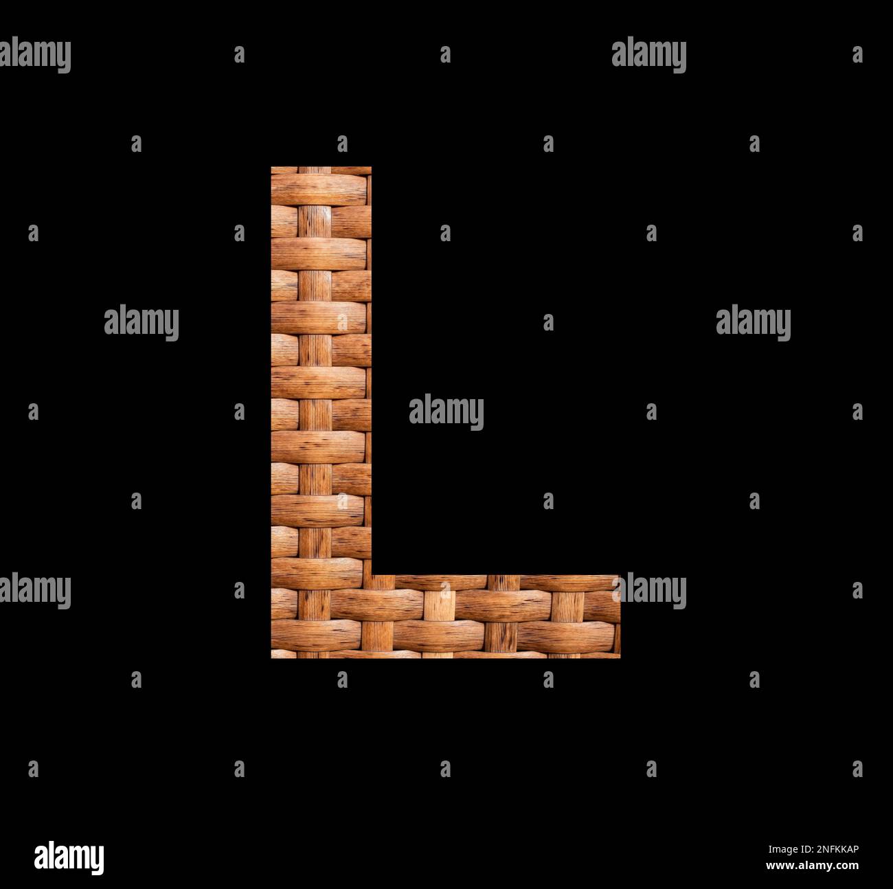 Alphabet letter L - Symmetrically intertwined natural rattan background ...