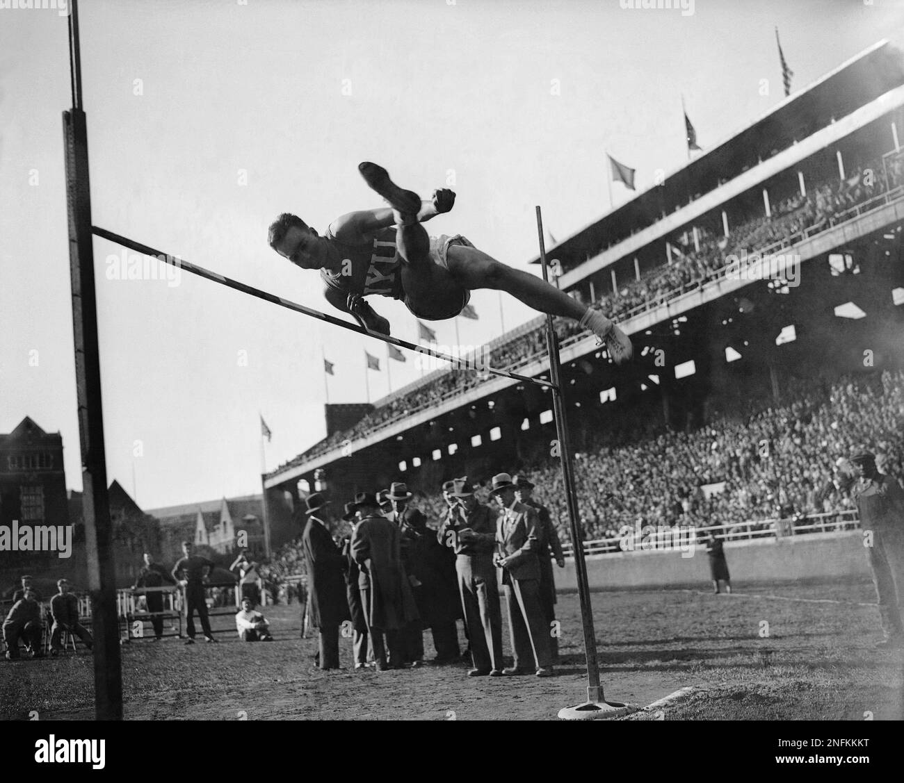 New York University's sensational high jumper, George Spitz, sets a new ...