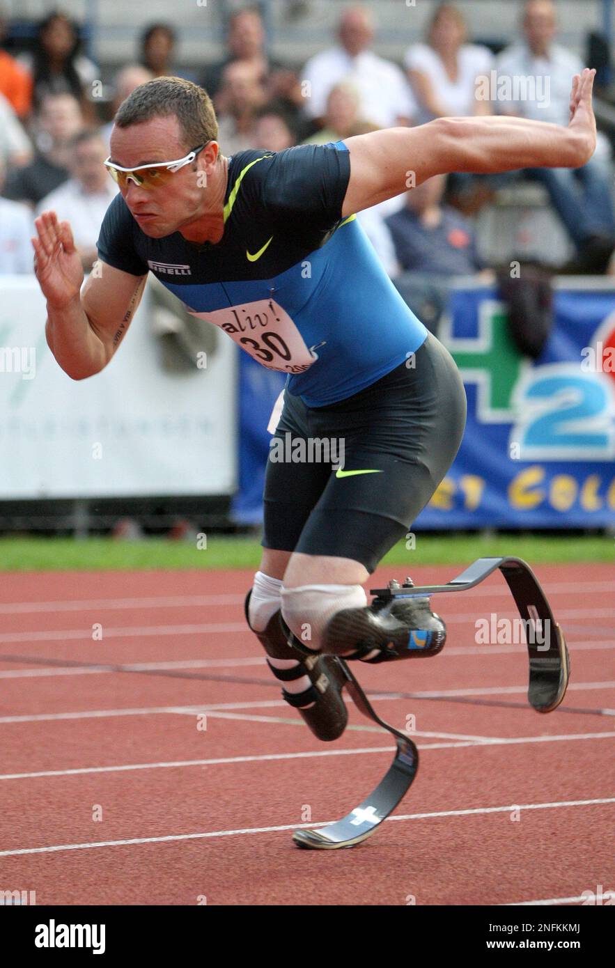 Oscar Pistorius from South Africa competes in the men's 400 meters ...