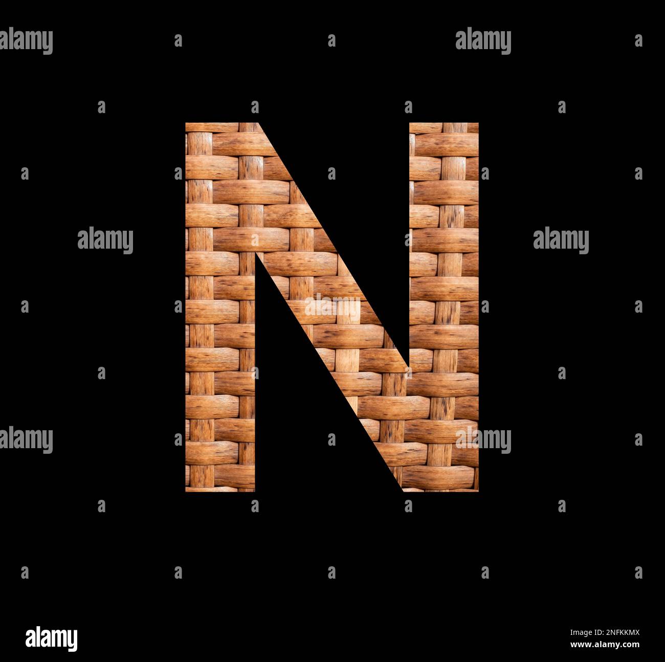 Alphabet letter N - Symmetrically intertwined natural rattan background ...