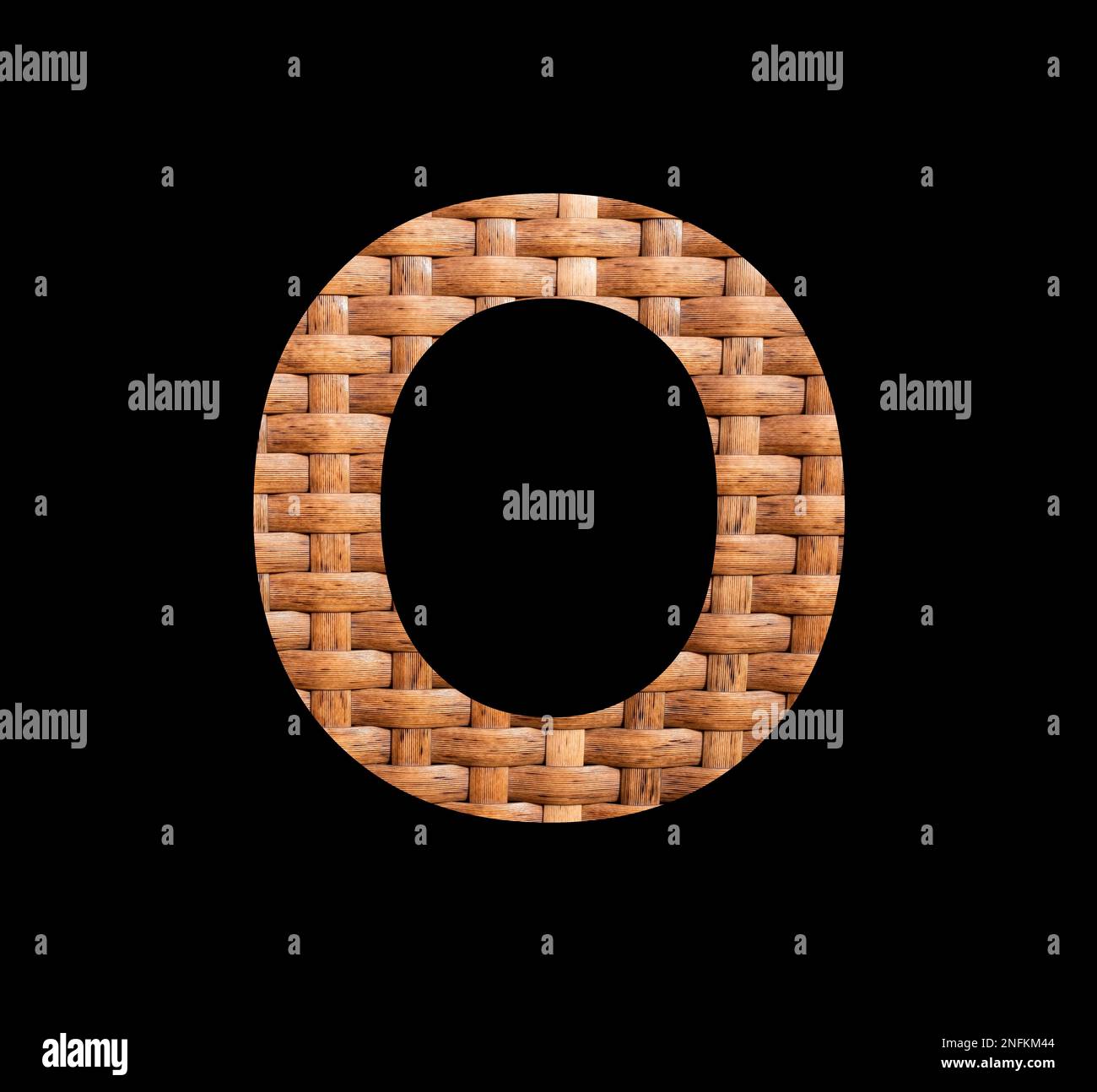 Alphabet letter O - Symmetrically intertwined natural rattan background ...