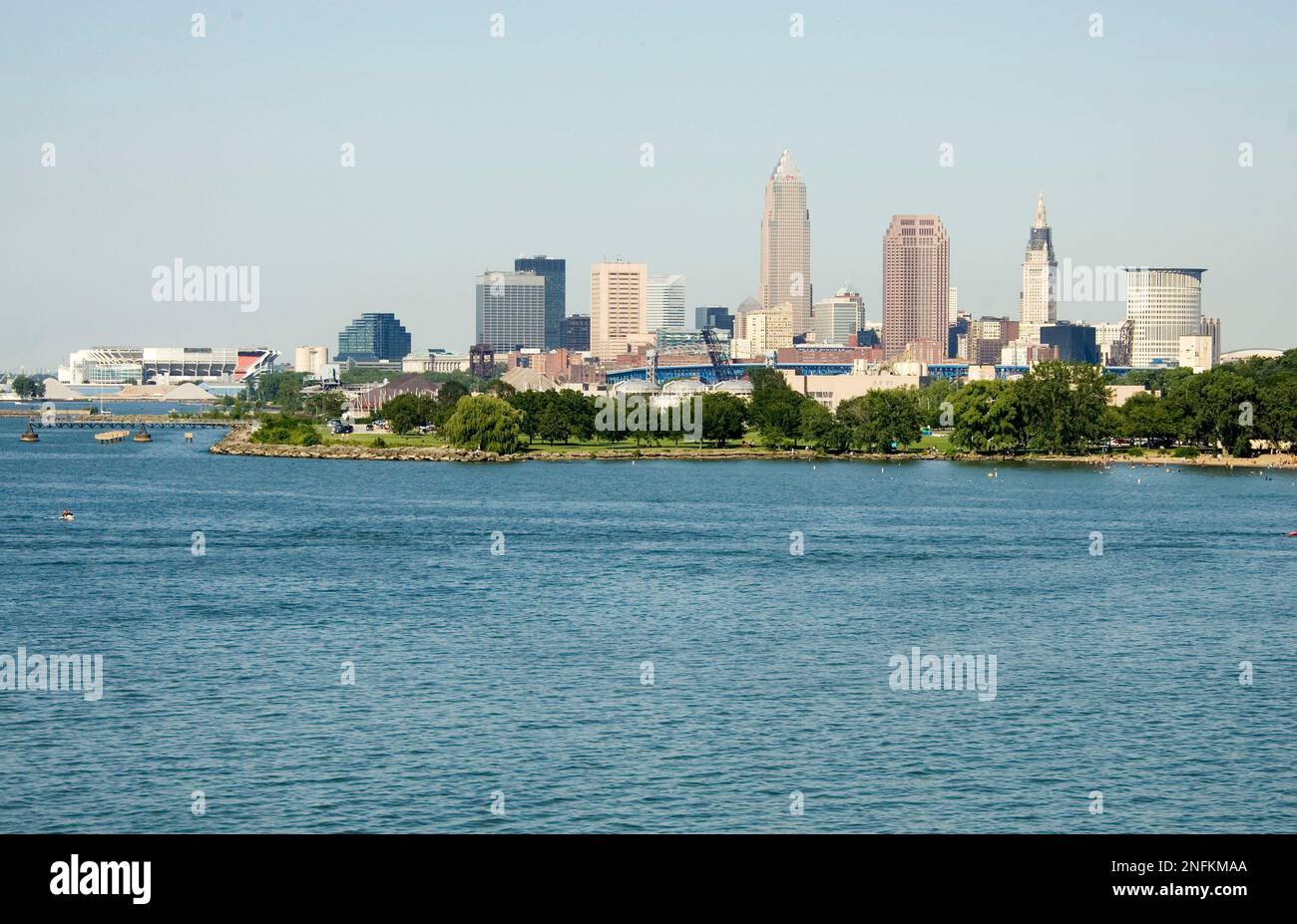 The downtown Cleveland skyline is seen on Lake Erie, Tuesday, July 15 ...