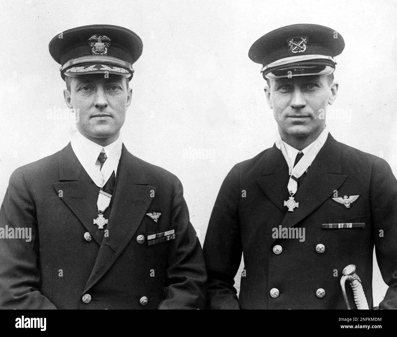 American aviators and Polar explorers, Commander Richard E. Byrd, left ...
