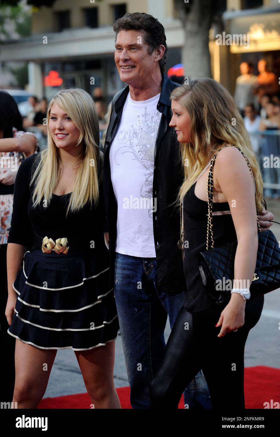 David Hasselhoff, center, poses with daughters Hayley and Taylor-Ann at ...