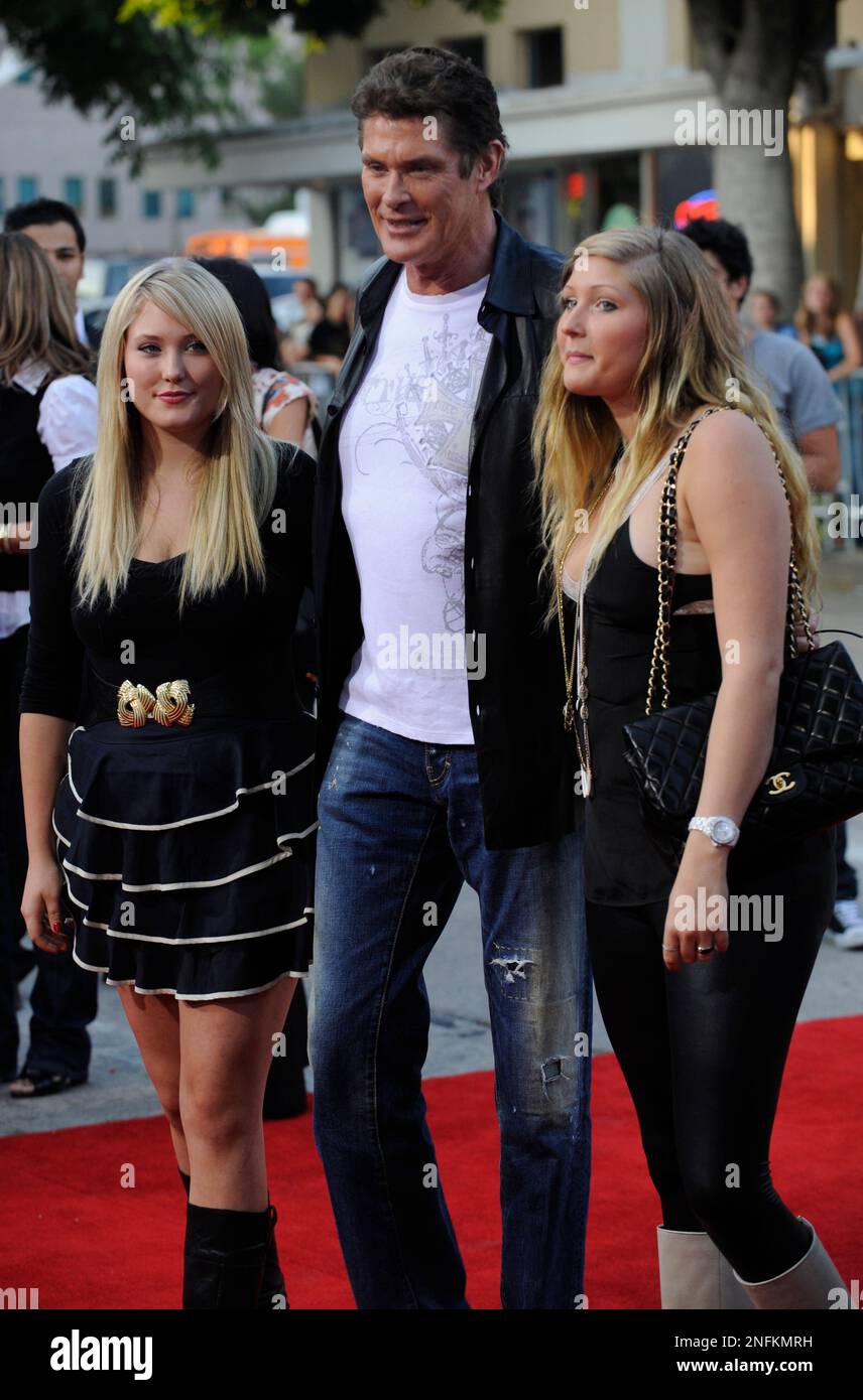 David Hasselhoff, center, arrives at the premiere of the film "Step ...