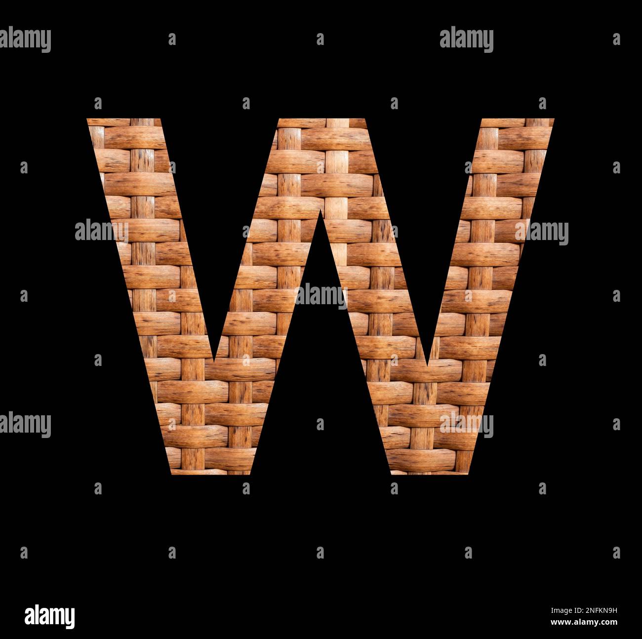 Alphabet letter W - Symmetrically intertwined natural rattan background ...