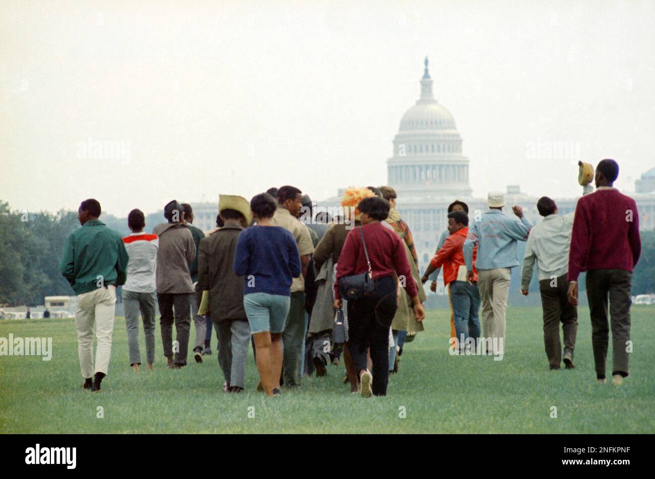 A crowd gathers on the National Mall in front of the Capitol area to ...