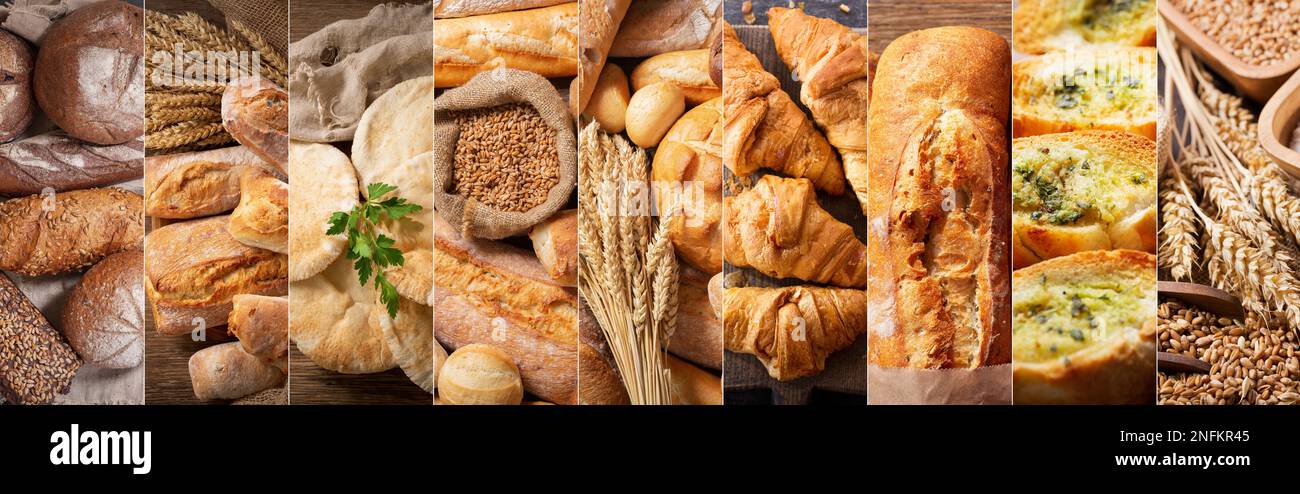 Bread collage grain bakery hi-res stock photography and images - Alamy