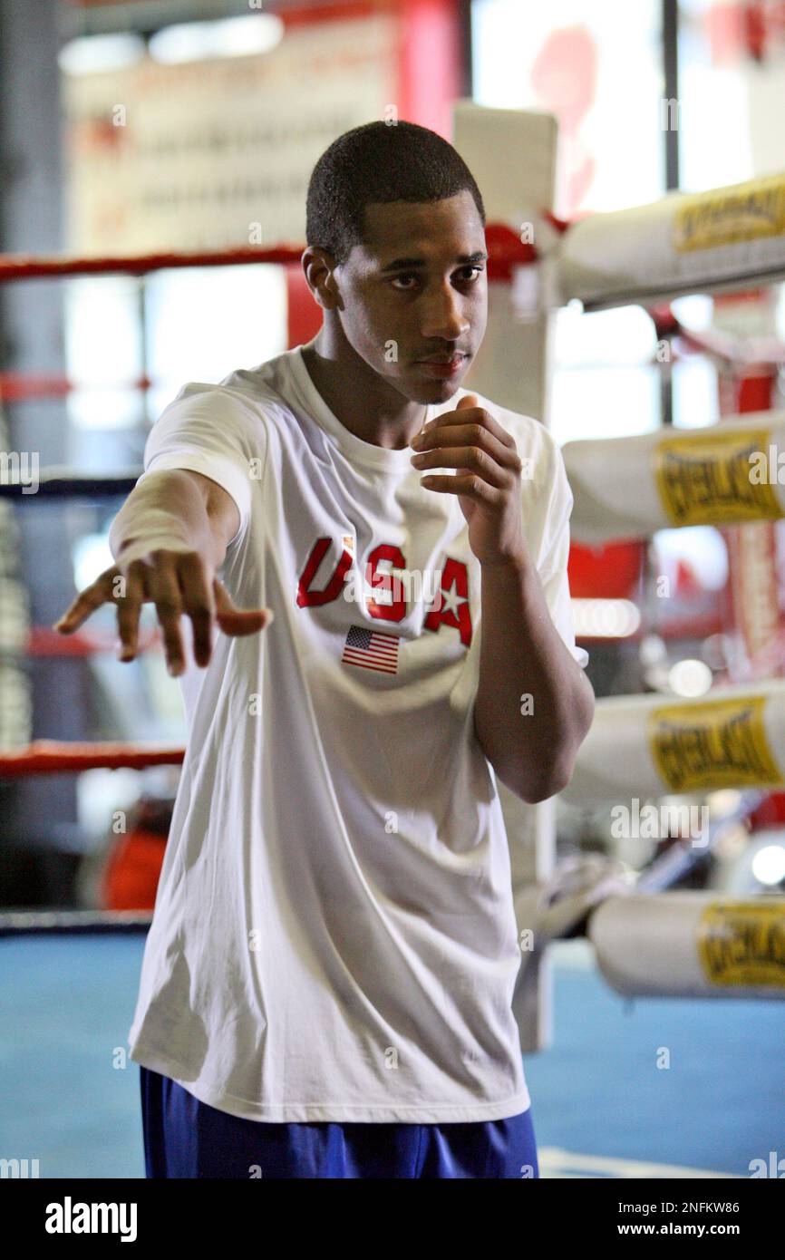 U.S. Olympic boxing team member Demetrius Andrade poses for ...