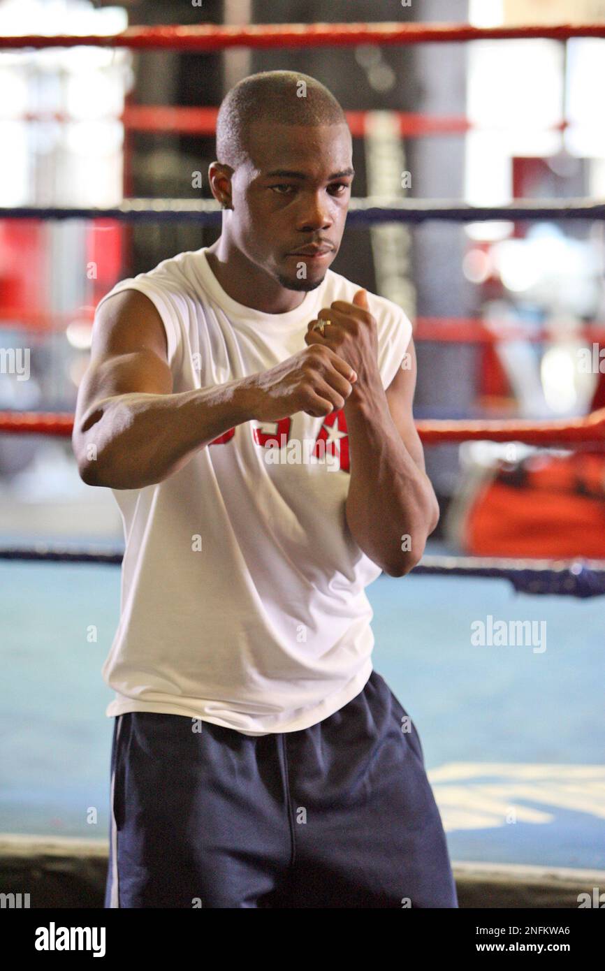 U.S. Olympic boxing team member Gary Russell Jr. poses for ...