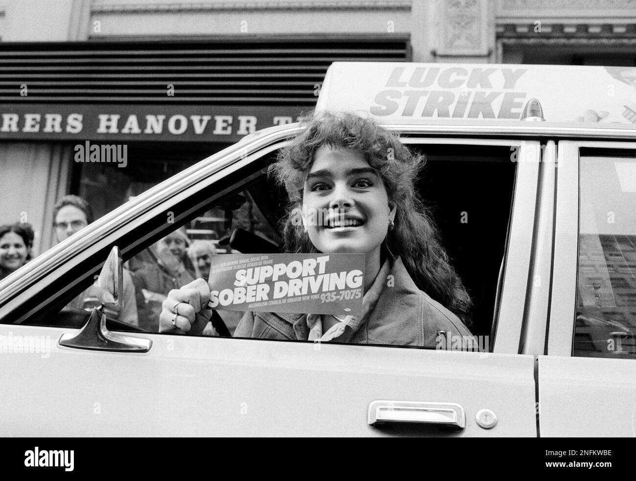 Actress-model Brooke Shields, seen Dec. 15, 1983, holds an anti-drunk ...