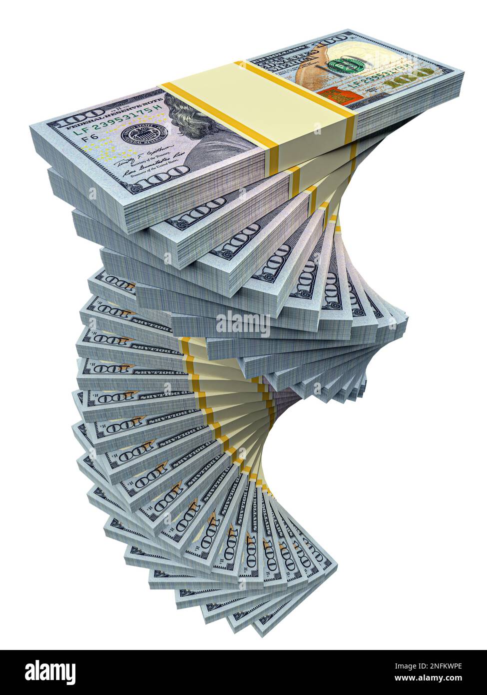 Big money stacks from dollars isolated. Dollar finance conceptual. 3d ...